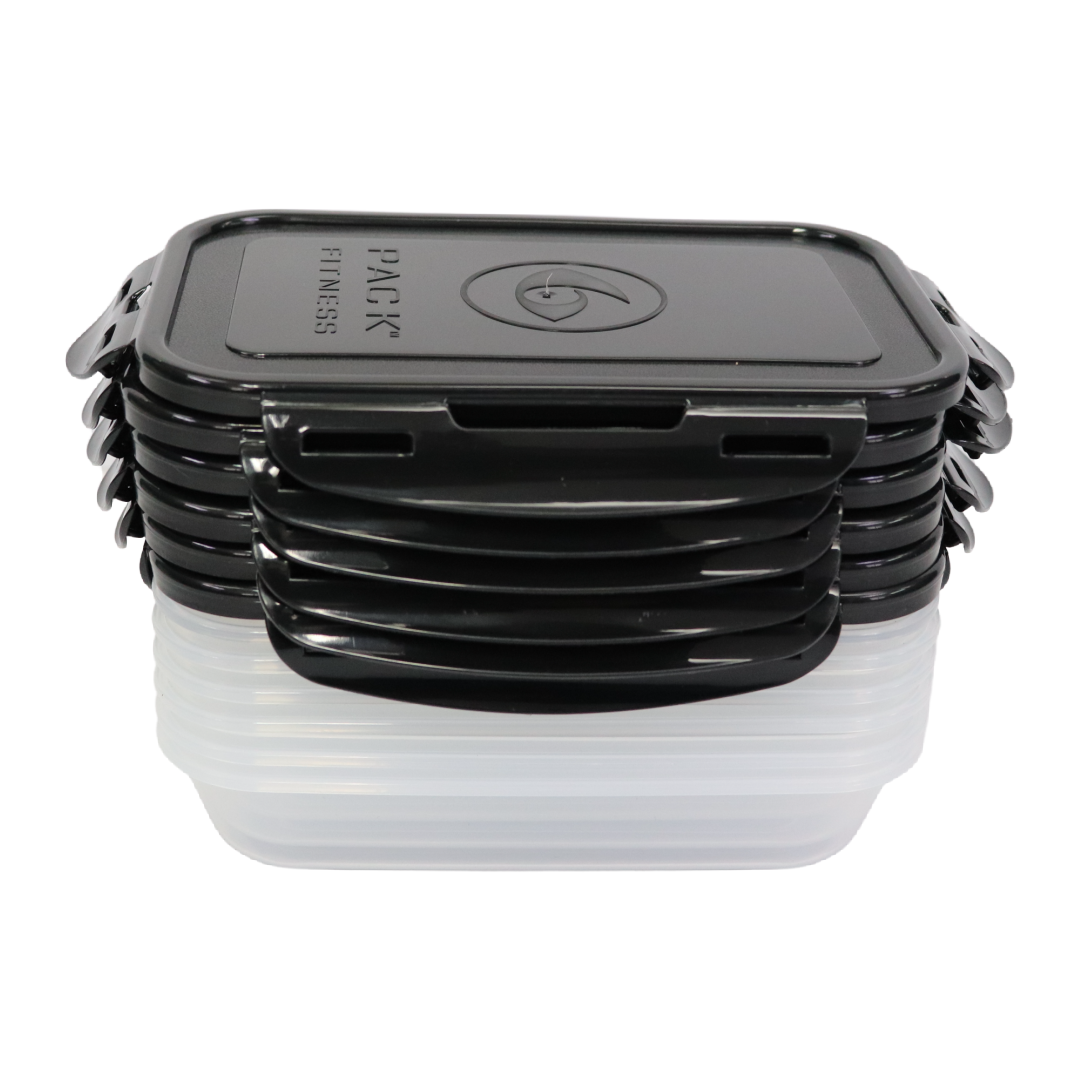 Sure Seal 24 oz. Meal Prep Containers (Set of 6) | Clear/Black – Pure ...